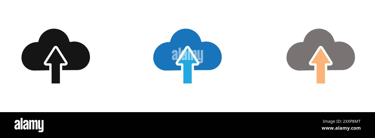 cloud upload icon outline collection or set in black and white Stock Vector Image & Art - Alamy