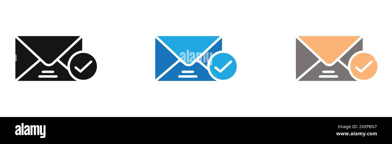 check message icon outline collection or set in black and white Stock ...