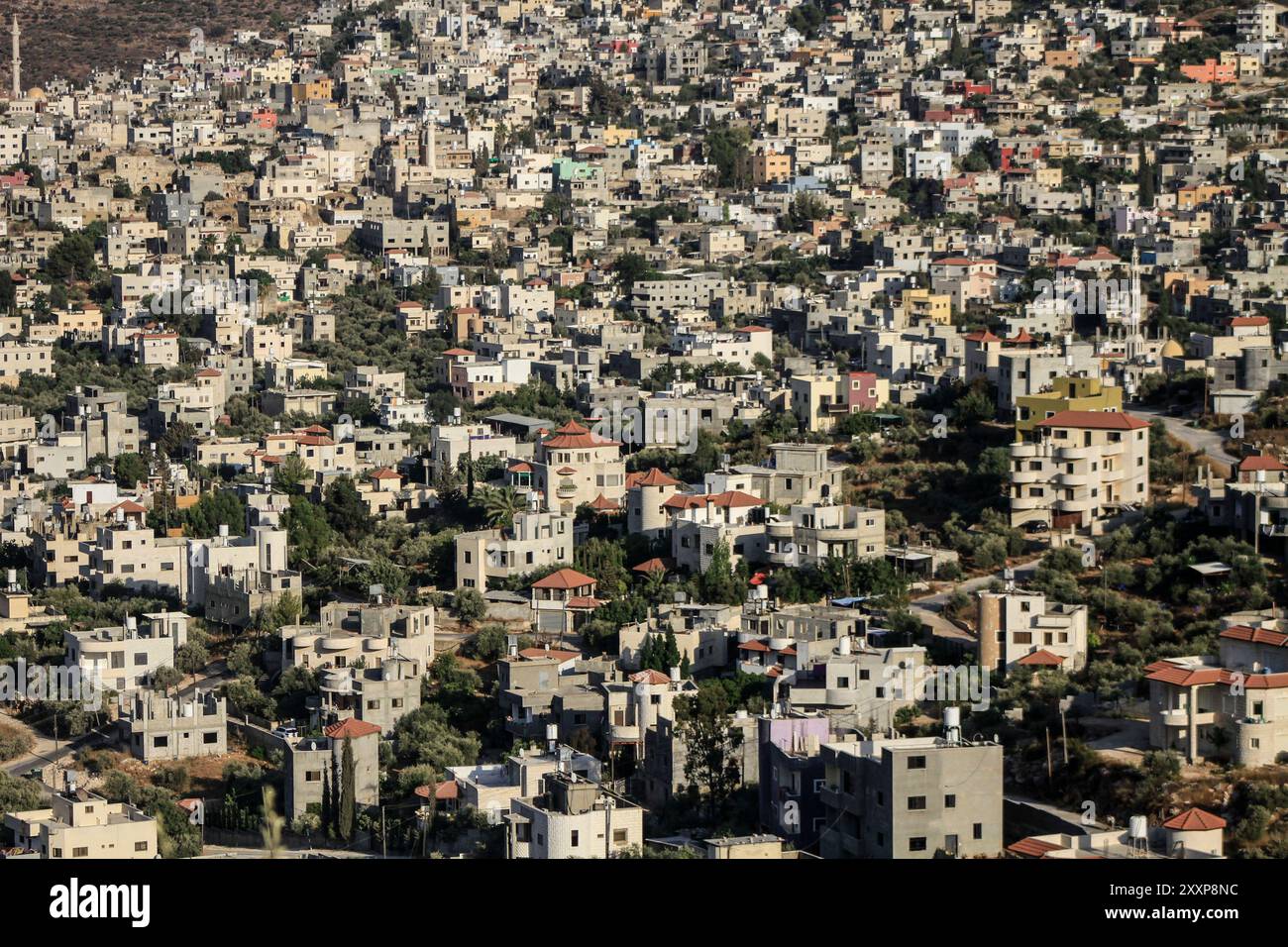 Nablus, Palestine. 25th Aug, 2024. A view of the town of Beit Furik, east of Nablus, in the ...