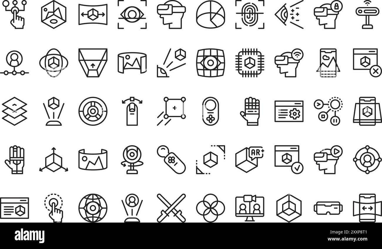Virtual reality icons collection is a vector illustration with editable ...