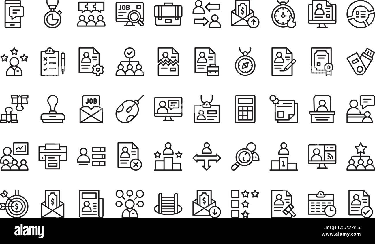 Employment icons collection is a vector illustration with editable ...