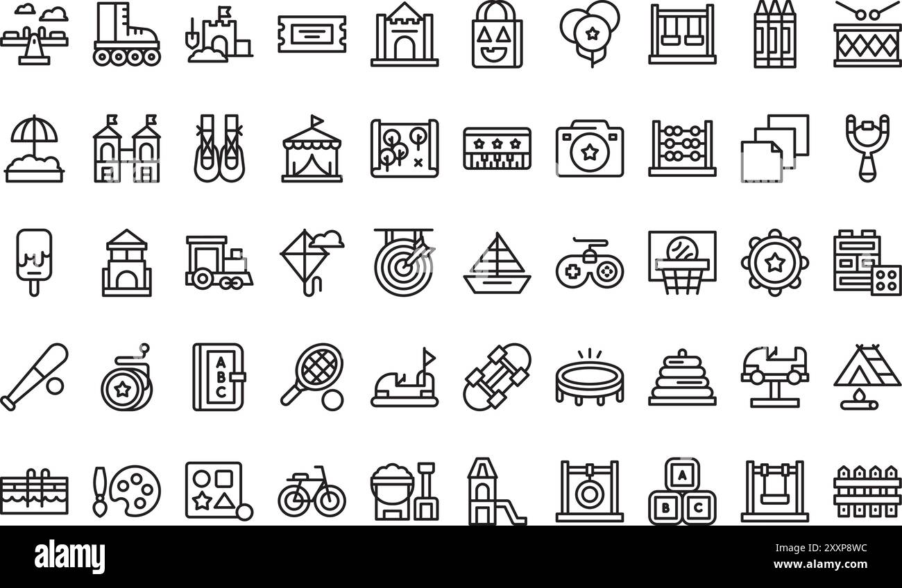 Kids activities icons collection is a vector illustration with editable stroke Stock Vector ...