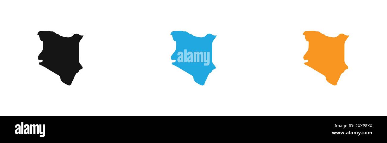 Kenya map icon outline collection or set in black and white Stock ...