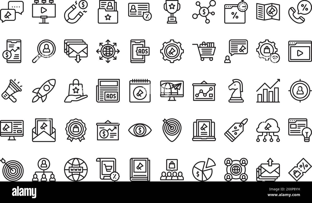 Marketing icons collection is a vector illustration with editable ...