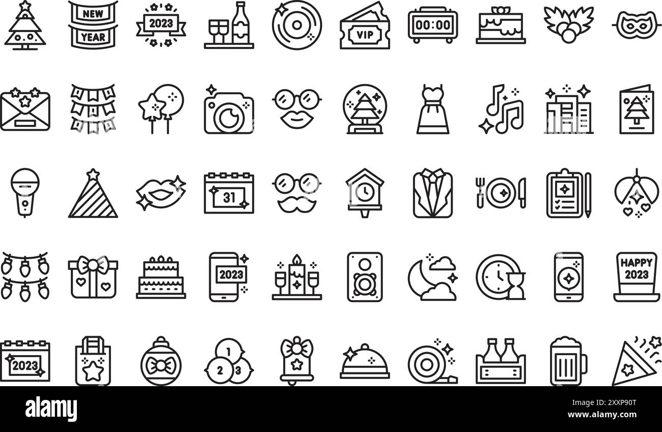 New year icons collection is a vector illustration with editable stroke Stock Vector Image & Art ...
