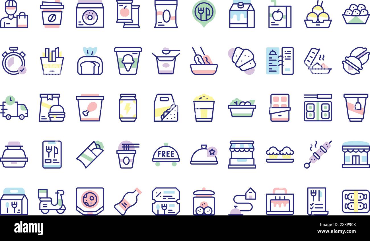 Take away icons collection is a vector illustration with editable stroke Stock Vector Image ...