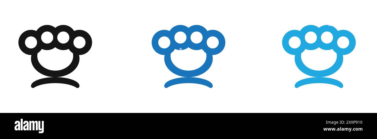 brass knuckles icon outline collection or set in black and white Stock ...