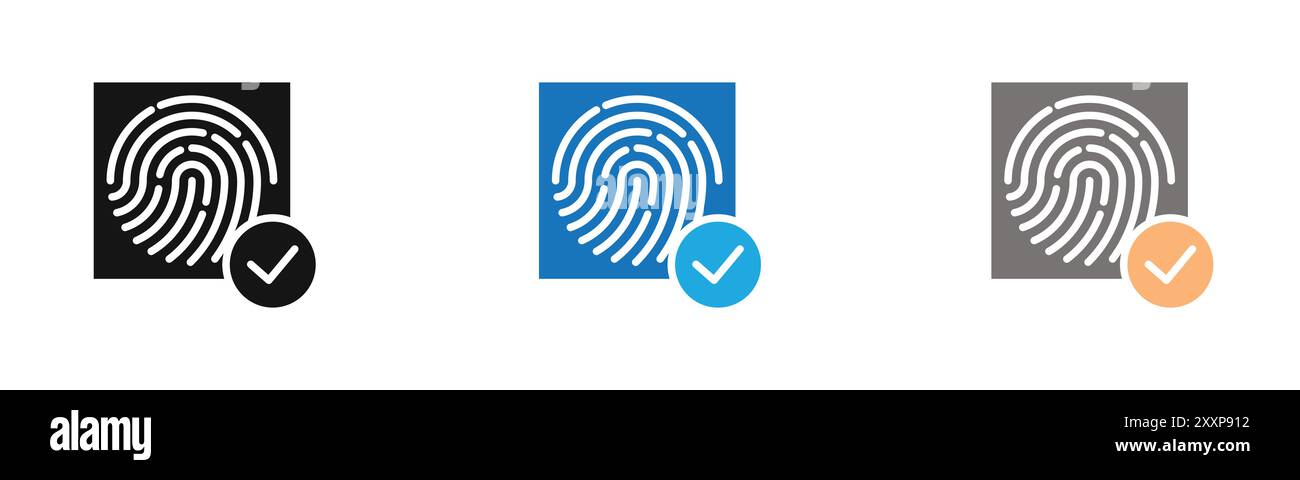 Biometric icon outline collection or set in black and white Stock ...