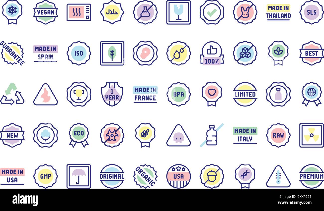 Product labels icons collection is a vector illustration with editable stroke Stock Vector Image ...