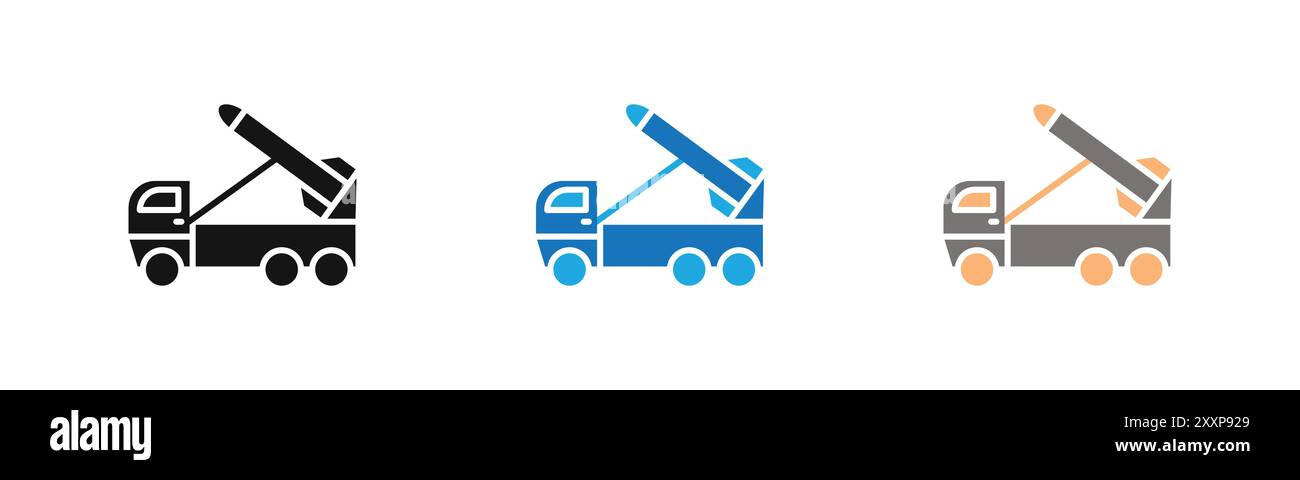 Missile Launcher icon outline collection or set in black and white ...