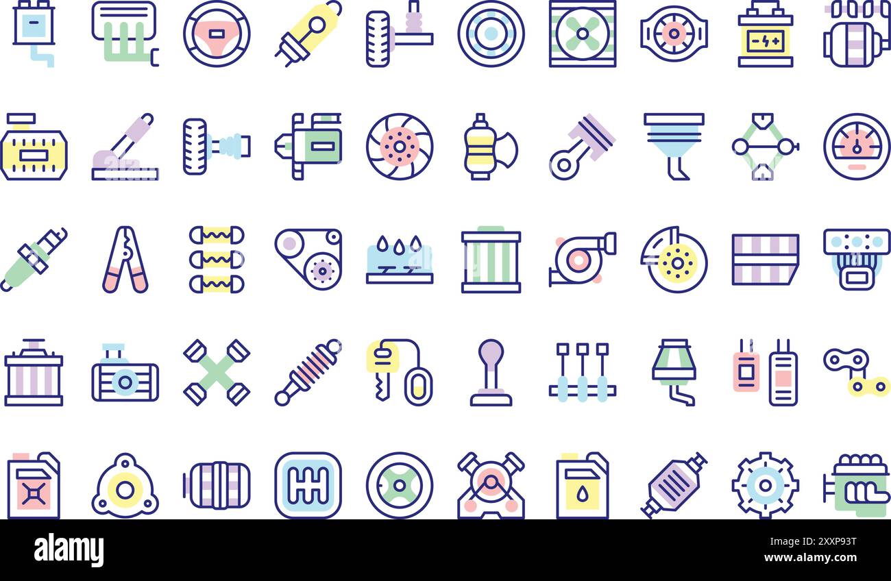 Car engine icons collection is a vector illustration with editable stroke Stock Vector Image ...