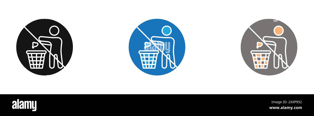 Do not litter icon outline collection or set in black and white Stock ...