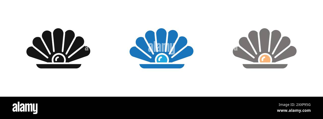 Pearl icon outline collection or set in black and white Stock Vector ...