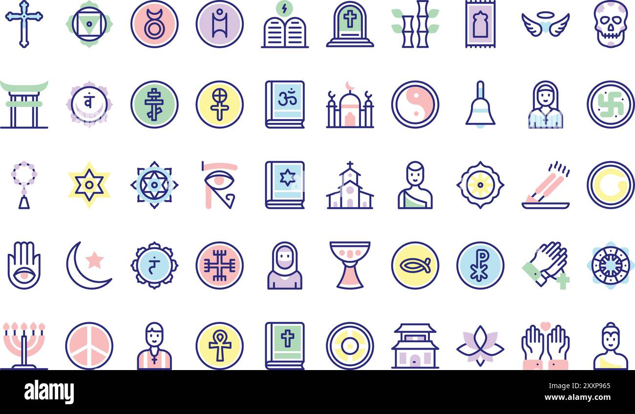 Spiritual icons collection is a vector illustration with editable ...