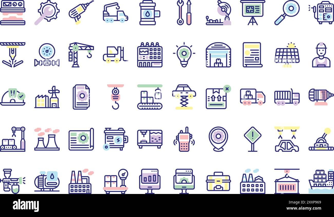 Manufacturing icons collection is a vector illustration with editable ...
