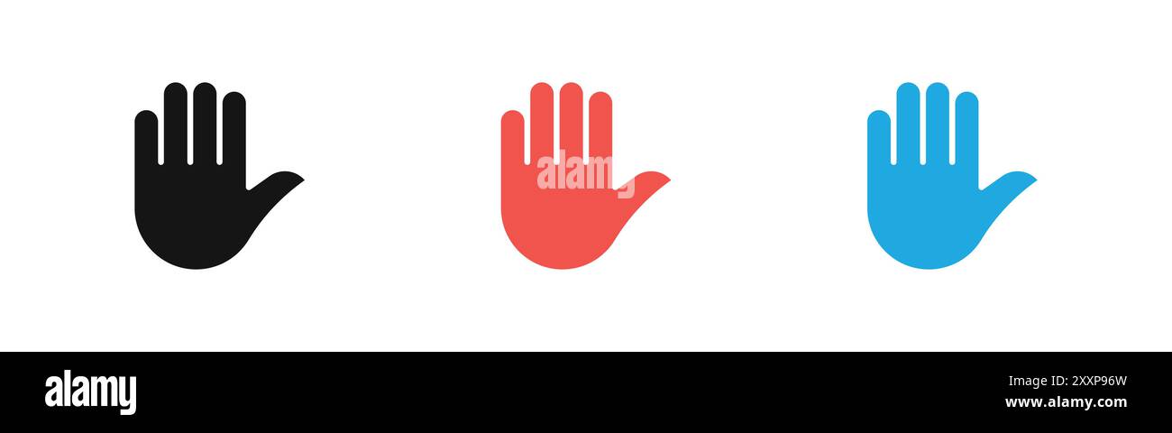 Raised Hand icon outline collection or set in black and white Stock ...