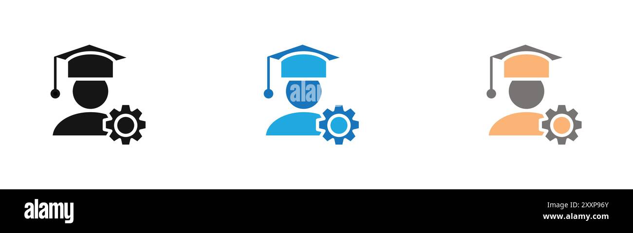 Engineering education icon outline collection or set in black and white ...