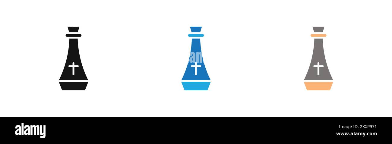 holy water bottle icon outline collection or set in black and white ...