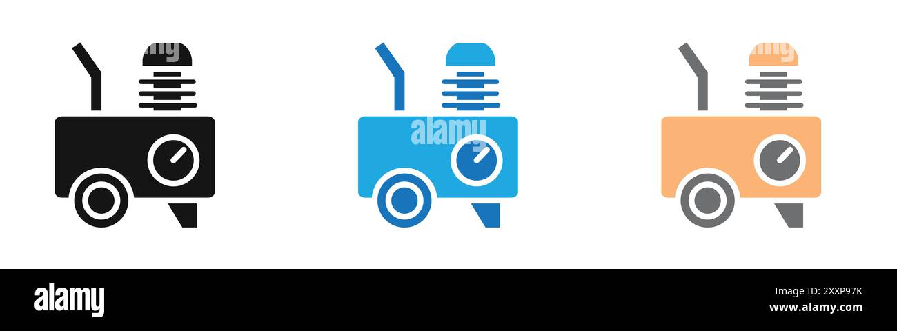 Air compressor pump icon outline collection or set in black and white ...