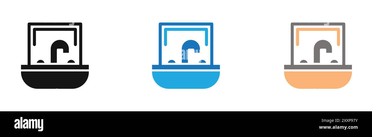 Bathroom sink icon outline collection or set in black and white Stock ...