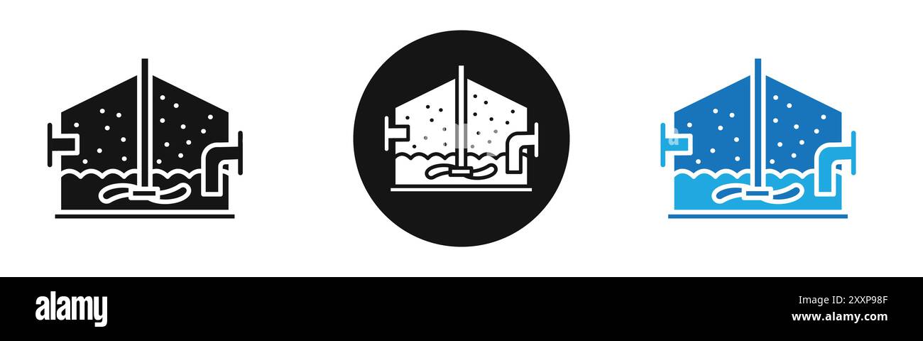 anaerobic digestion biomass icon outline collection or set in black and ...