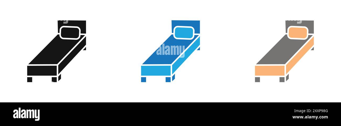 single bed icon outline collection or set in black and white Stock ...