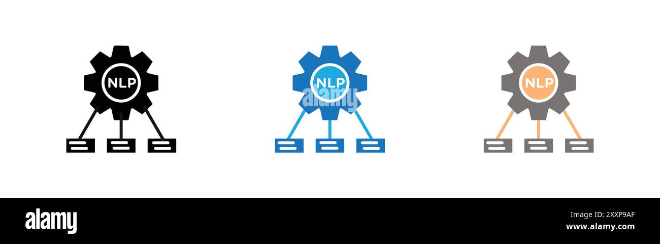 NLP icon outline collection or set in black and white Stock Vector ...