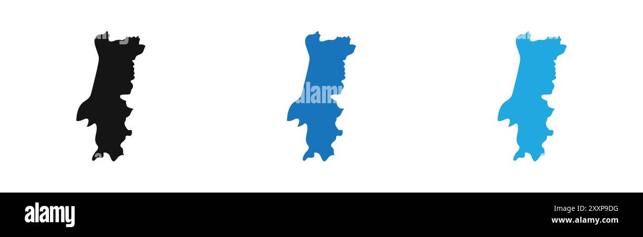 Portugal map icon outline collection or set in black and white Stock ...