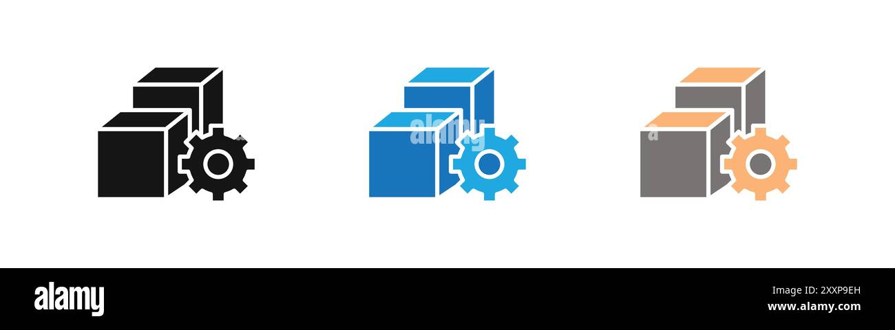 logistics management icon outline collection or set in black and white ...