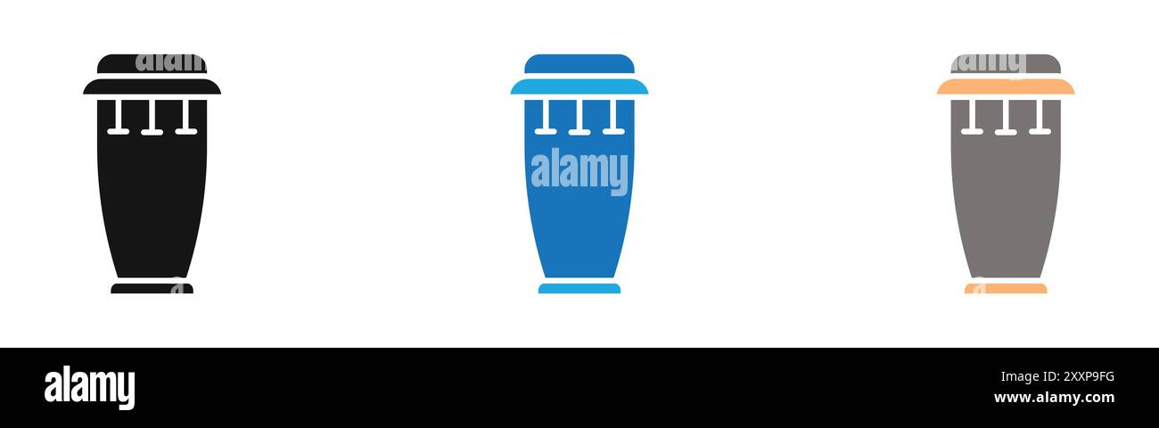 Conga drum icon outline collection or set in black and white Stock ...