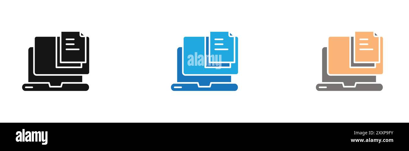 data analysis icon outline collection or set in black and white Stock ...