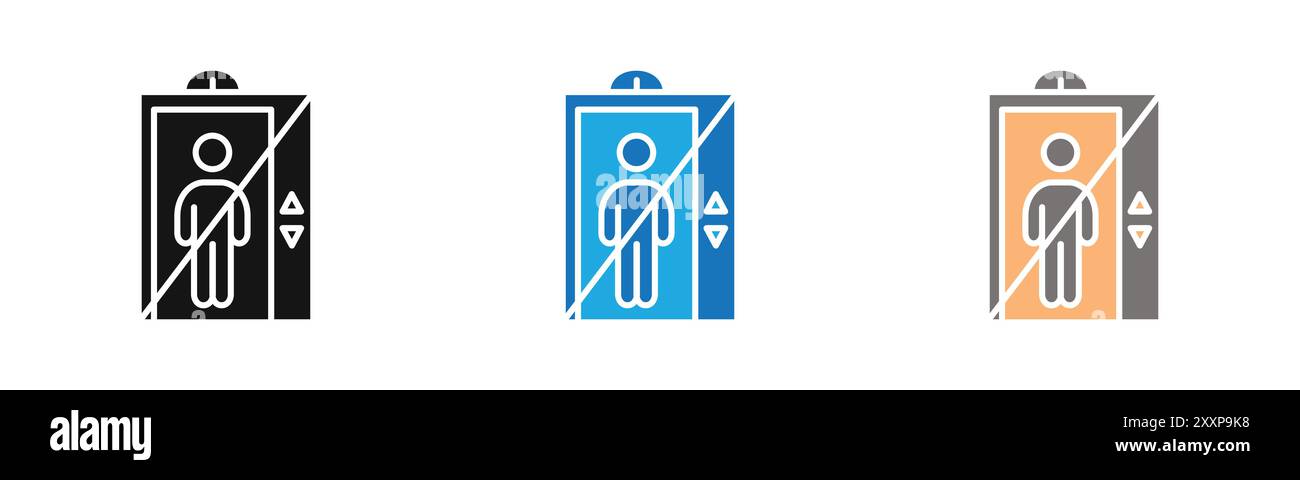 No Elevator Sign icon outline collection or set in black and white ...