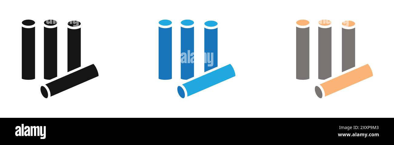 Chalk icon outline collection or set in black and white Stock Vector ...
