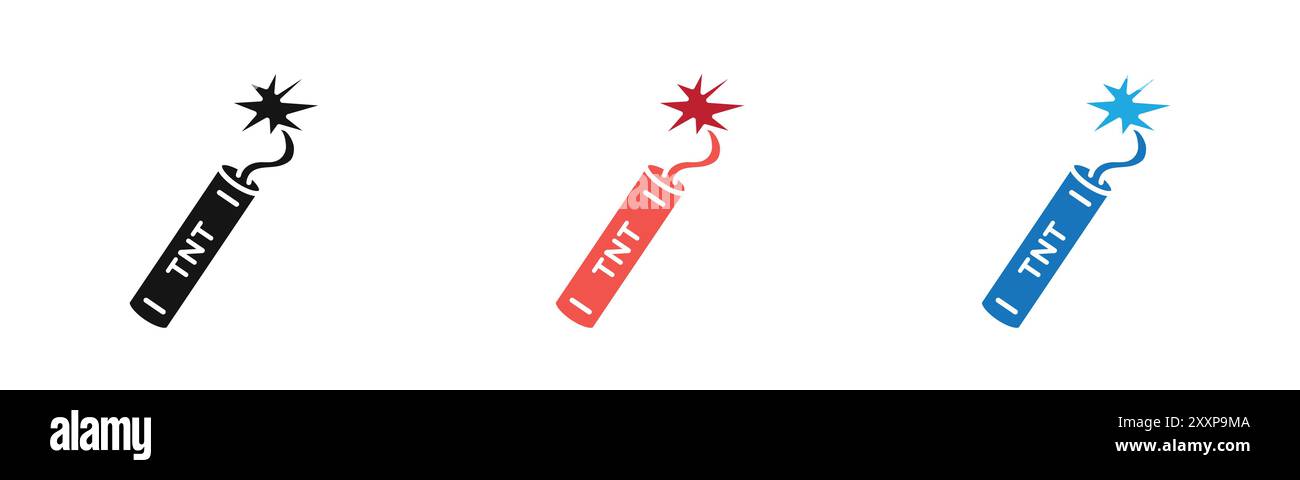 TNT dynamite icon outline collection or set in black and white Stock ...