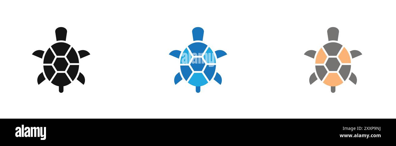 turtle icon outline collection or set in black and white Stock Vector ...