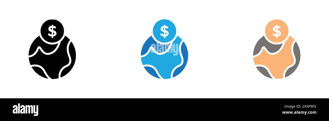 World Payment Transfer icon outline collection or set in black and ...