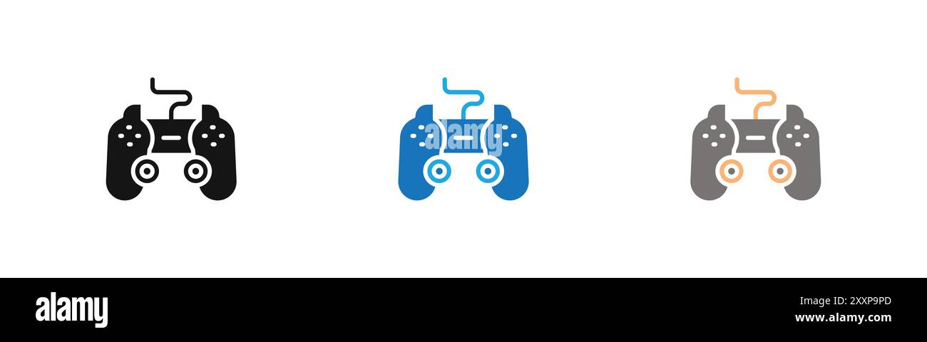 Joystick icon outline collection or set in black and white Stock Vector ...