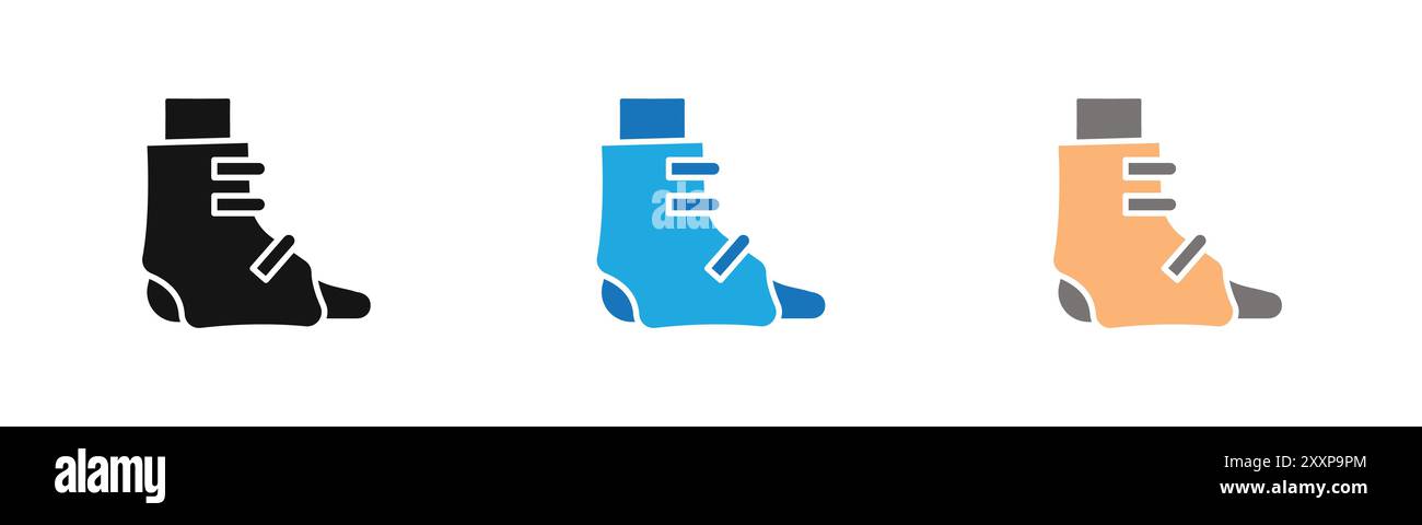 Foot splint icon outline collection or set in black and white Stock ...