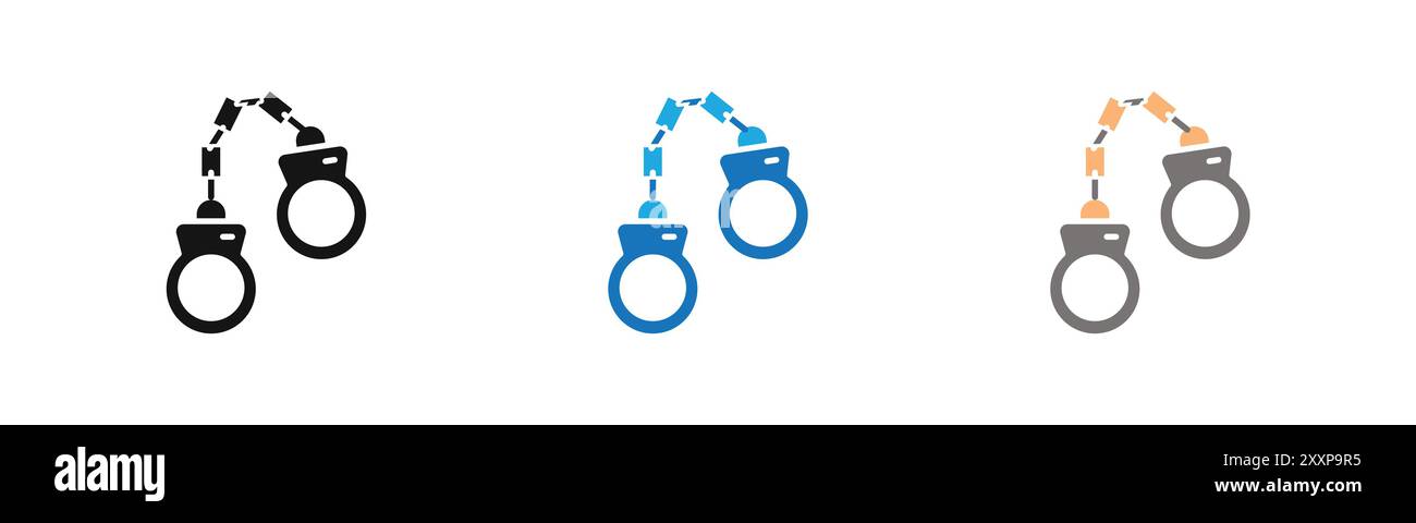 Handcuffs icon outline collection or set in black and white Stock ...