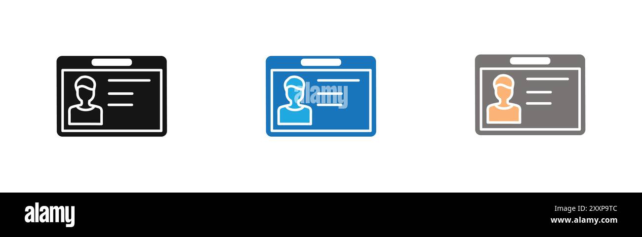 identity card icon outline collection or set in black and white Stock ...