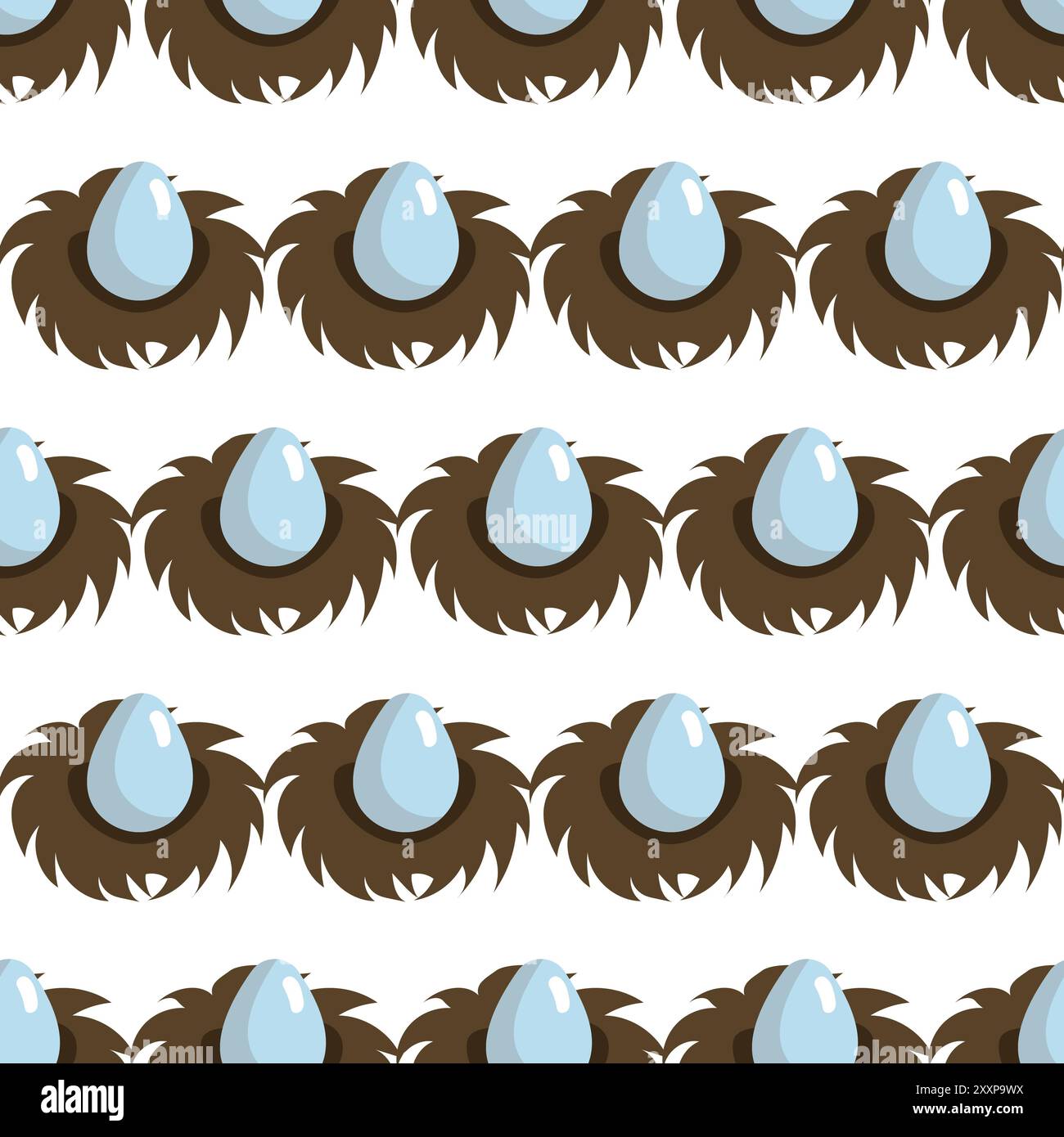Birds nest with eggs. Vector illustration. Simple seamless pattern ...