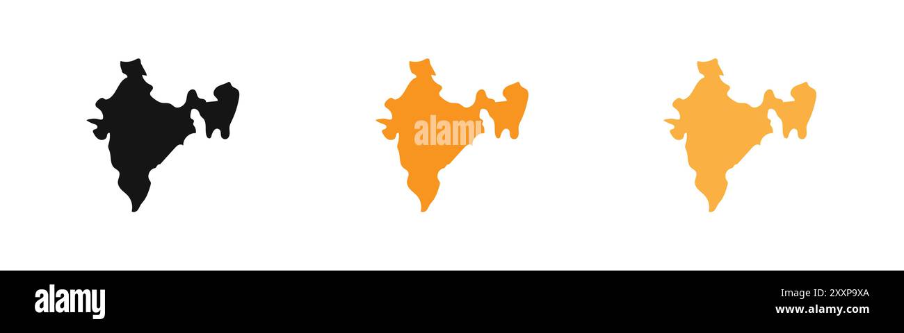 Indian map icon outline collection or set in black and white Stock ...