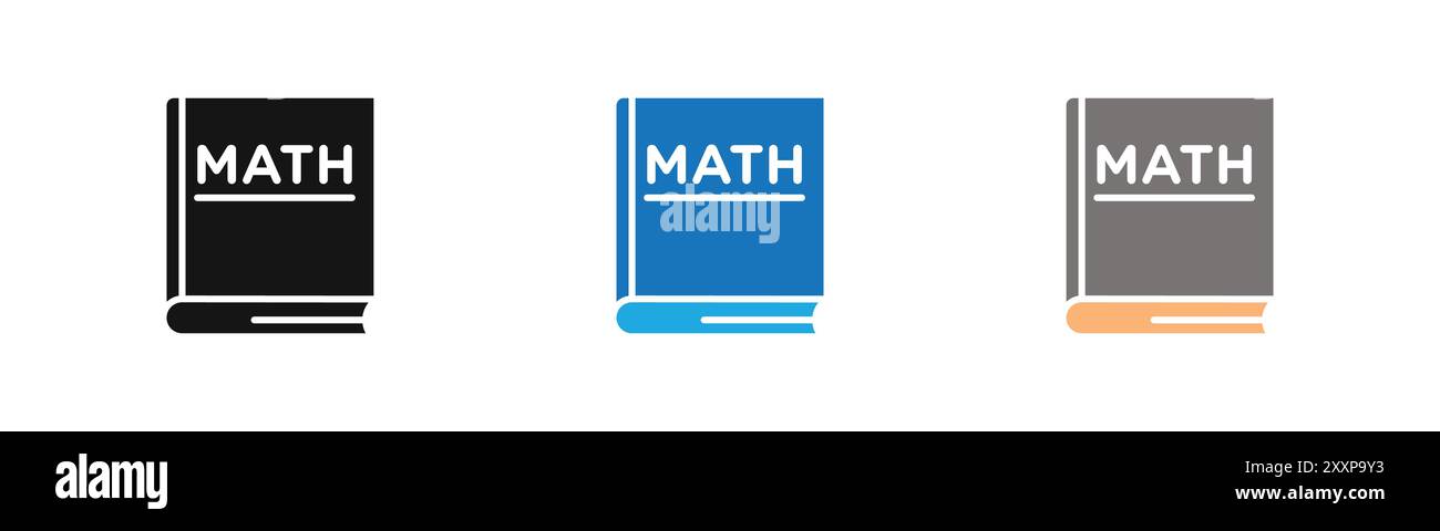 Maths book icon outline collection or set in black and white Stock ...