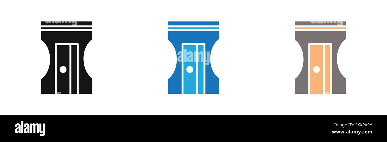 Pencil sharpener icon outline collection or set in black and white ...