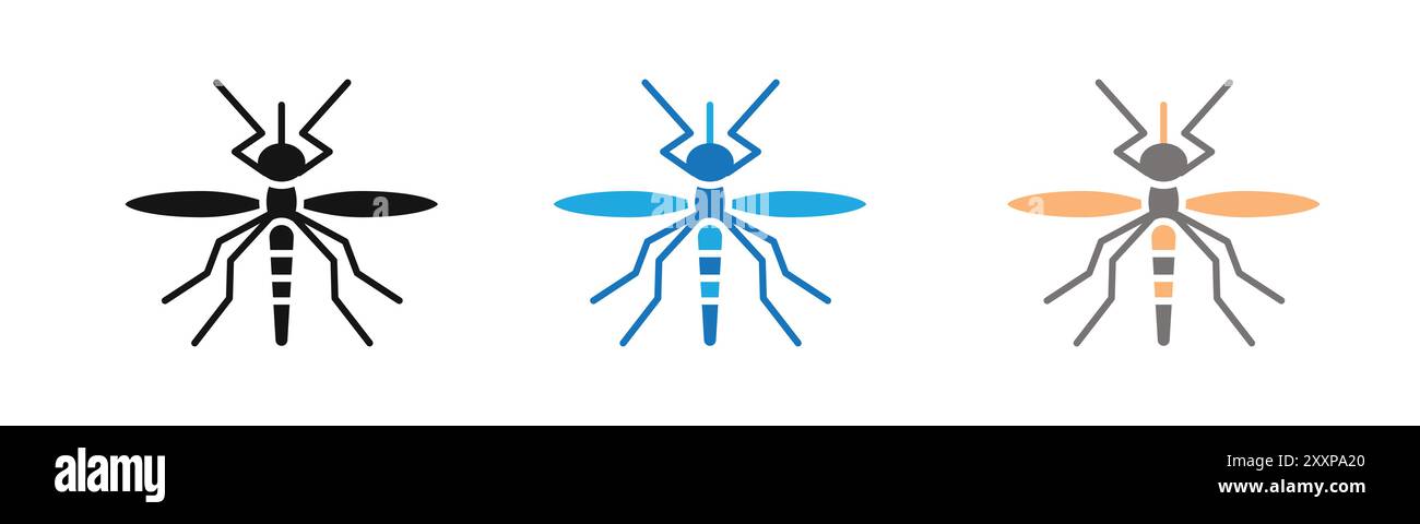 malaria icon outline collection or set in black and white Stock Vector ...