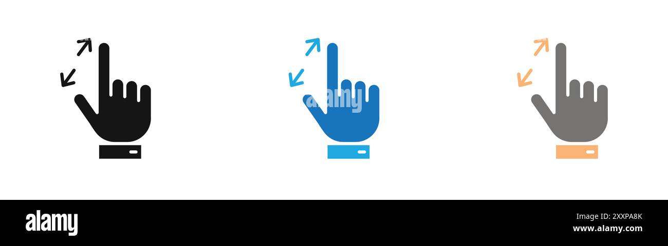 Zoom Gesture icon outline collection or set in black and white Stock ...