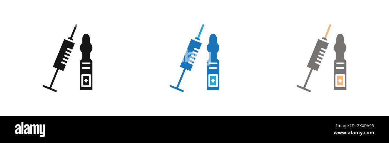 vial medical sign outline collection or set in black and white Stock ...