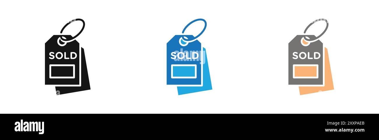 sold icon outline collection or set in black and white Stock Vector ...