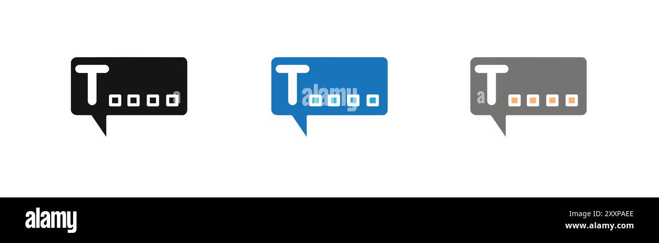 text box icon outline collection or set in black and white Stock Vector ...