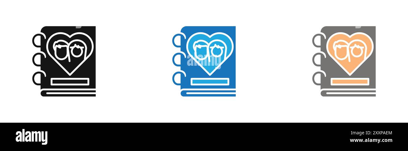 wedding album icon outline collection or set in black and white Stock ...